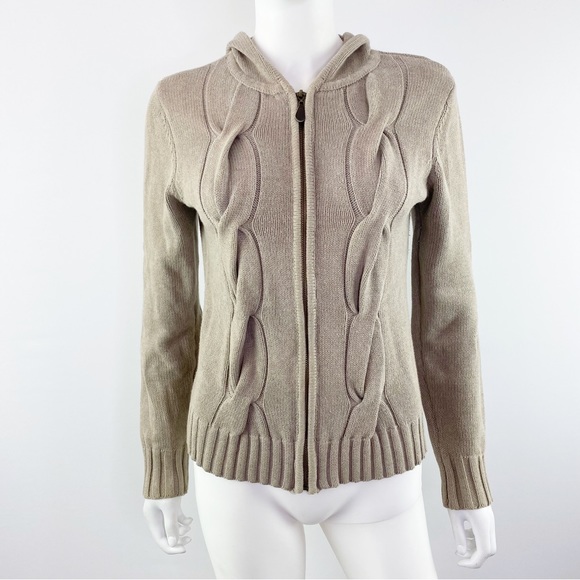 Sundance | Sweaters | Sundance Size S Tan Light Brown Cableknit Zip Up ...